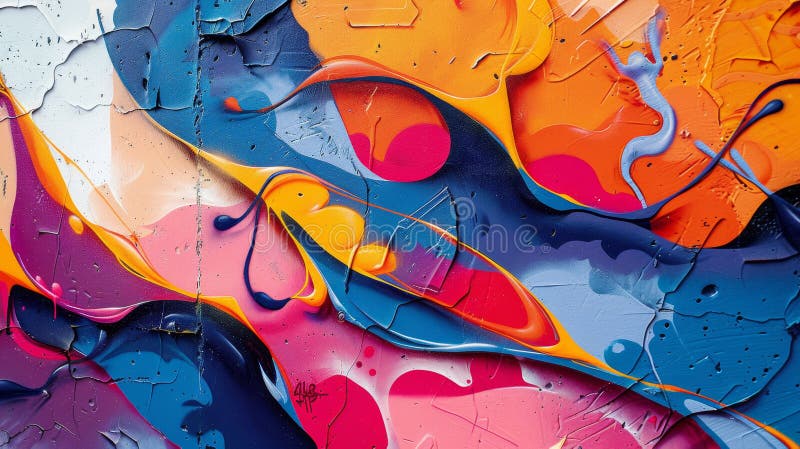 Colorful Abstract Graffiti on Urban Street Wall Stock Illustration ...