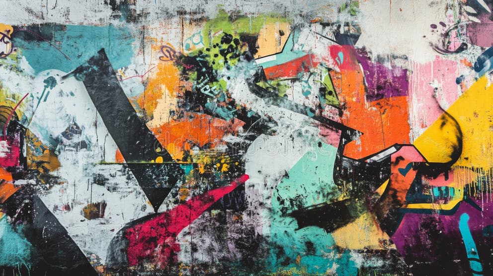 Colorful Abstract Graffiti Wall Art Stock Illustration - Illustration ...