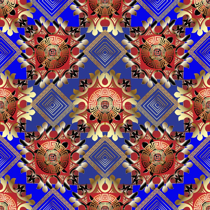 Colorful Abstract Greek Vector Seamless Pattern. Multicolor Geometric ...