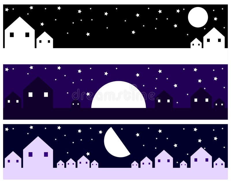 Colorful Abstract Header Houses at Night Stock Vector - Illustration of ...