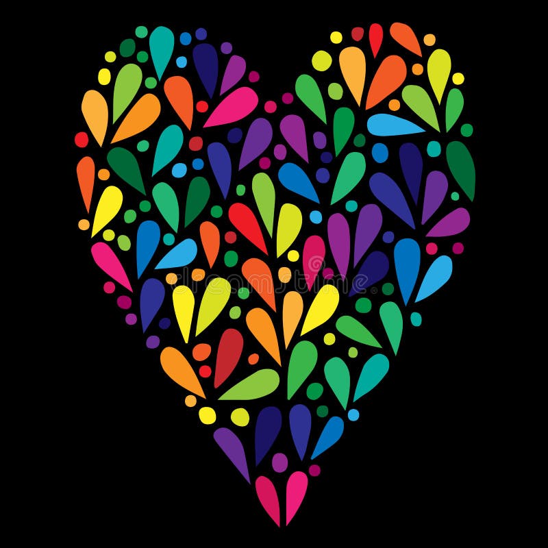 Colorful Abstract Heart on Black Background Stock Vector - Illustration ...
