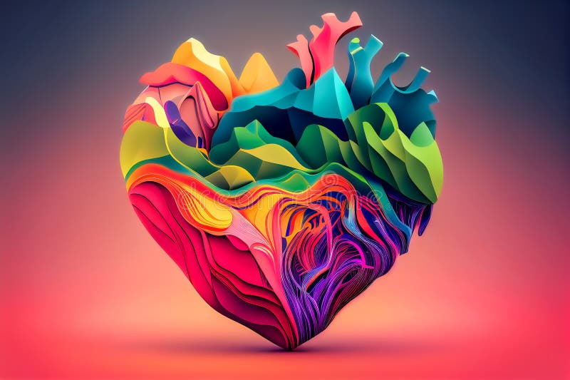 Colorful Abstract Heart on Black Background. Generative AI Stock ...