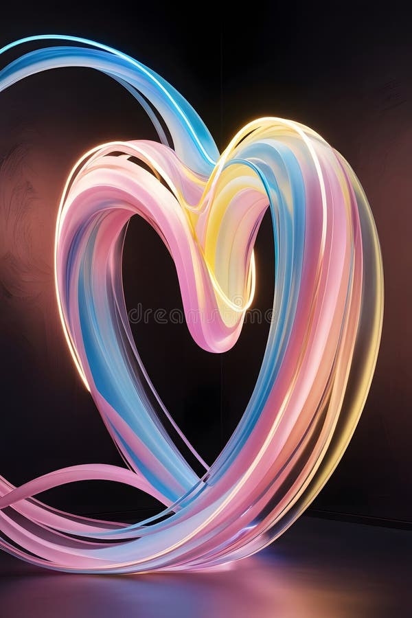 Colorful Abstract Heart Illustration Created with Flowing Light Trails ...