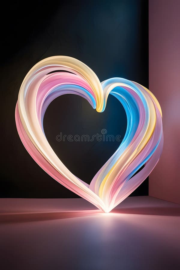 Colorful Abstract Heart Illustration Created with Flowing Light Trails ...