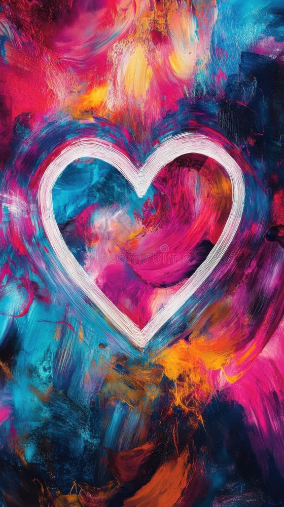 Colorful Abstract Heart Painting. AI Generated Stock Illustration ...