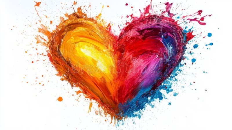 Colorful Paint Splatter Hearts