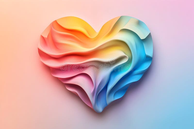 Colorful Abstract Heart Shape with Gradient Waves Stock Illustration ...
