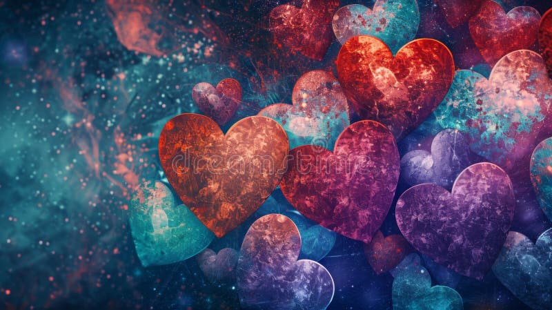 Colorful Abstract Hearts Background, Generative AI Stock Illustration ...