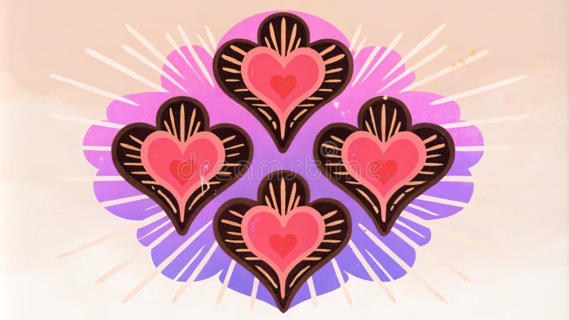 Colorful Abstract Hearts with Bold Patterns and Radiant Design Stock ...