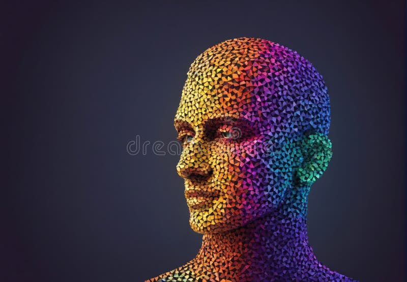 Colorful Abstract Human Figure Created with Tiny Geometric Shapes and ...
