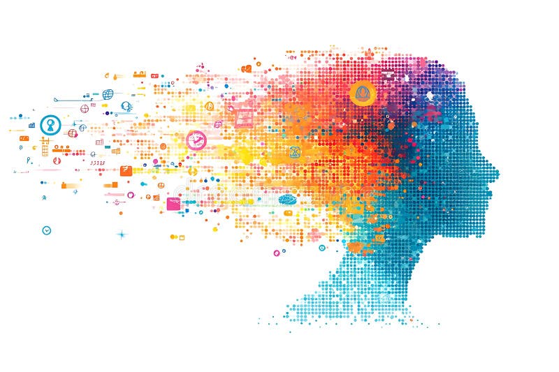 Colorful Abstract Human Head Depicting Mind Brain Creative Thinking and ...