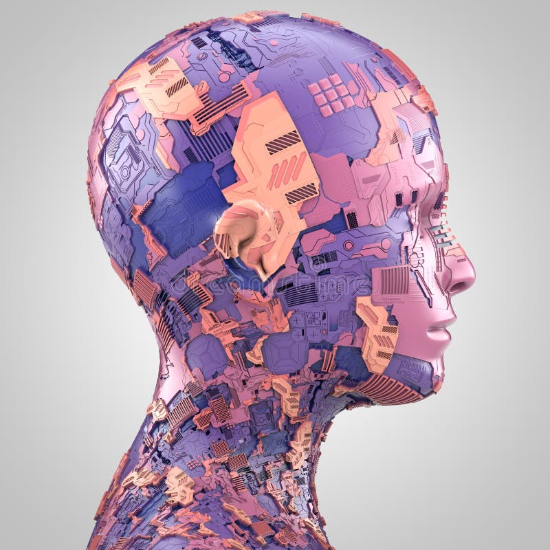 Abstract Humanoid Head in Side View Stock Illustration - Illustration ...