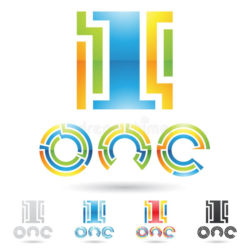 Colorful and Abstract Icons for Number 1, Set 5 Stock Vector ...