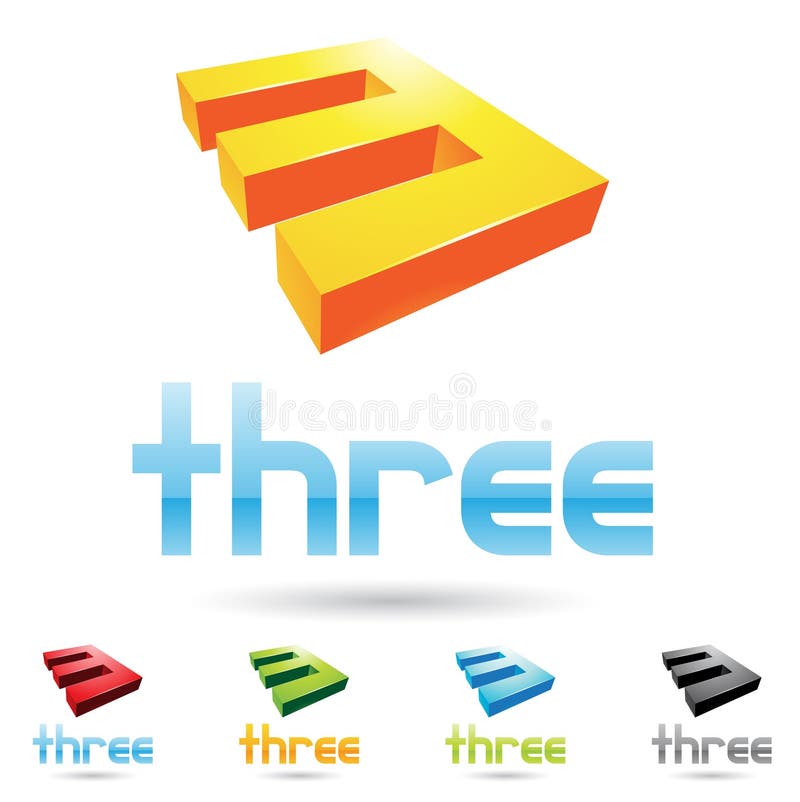 Colorful and Abstract Icons for Number 3, Set 4 Stock Vector ...