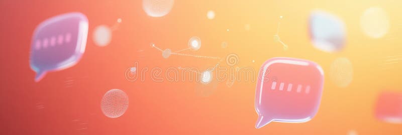 Abstract Icons of Chat Bubbles and Connections Floating in a Vibrant ...