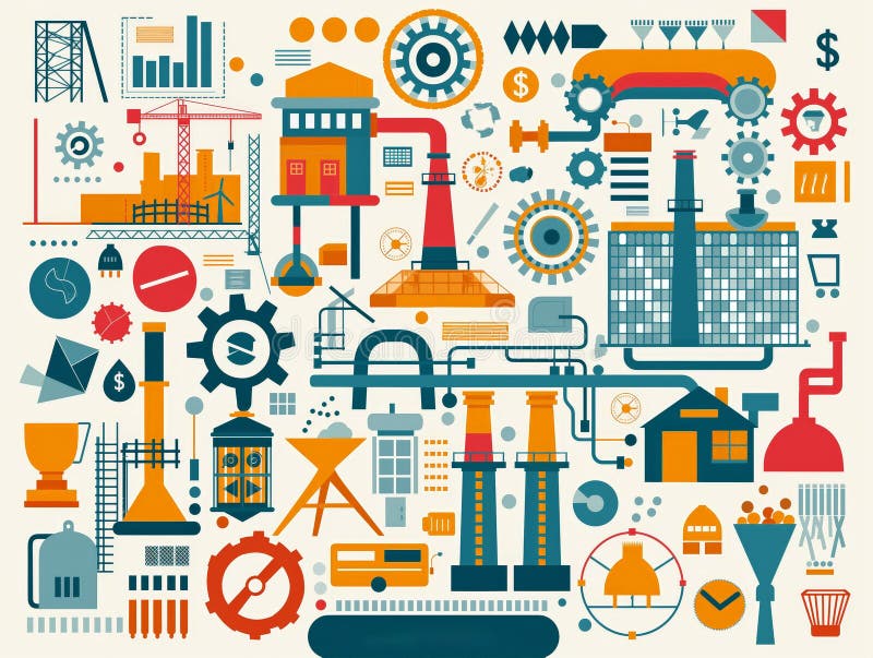 Industrial and Technological Elements in Abstract Design Stock Photo ...