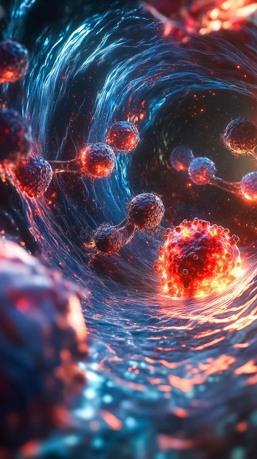 Colorful Abstract Illustration of Molecular Structures Swirling in ...