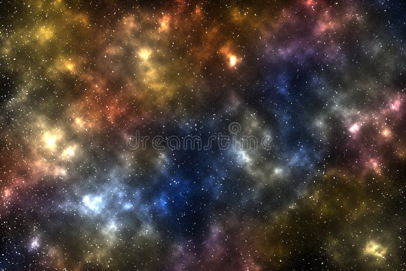 Colorful Abstract Illustration of Nebulae and Galaxies in Outer Space ...