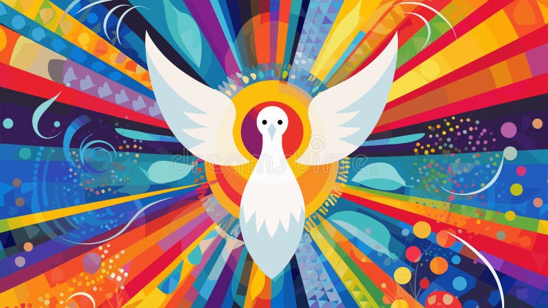 A Colorful Abstract Illustration of a White Dove. Generative Ai. Stock ...