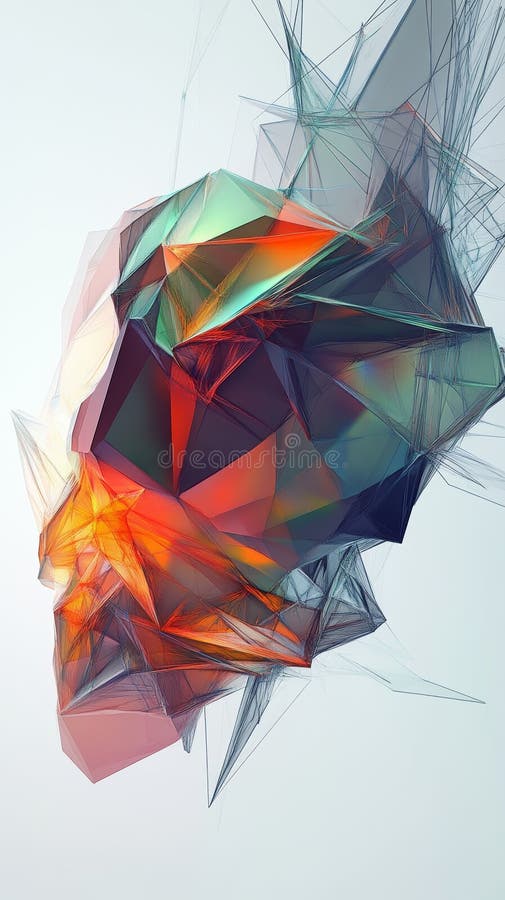 A Colorful, Abstract Image of a Face with a Triangle on the Forehead ...