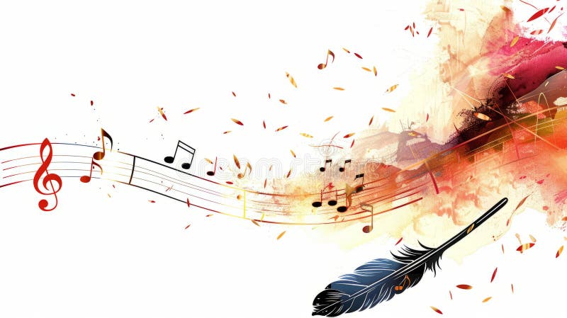 Colorful Abstract Image of Musical Notes Stock Photo - Image of feather ...