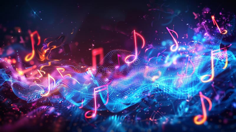 Dynamic Musical Stream Digital Notes Light Stock Photos - Free ...