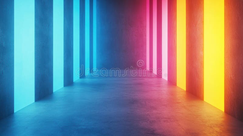 Colorful Abstract Industrial Space Installation Stock Illustration ...