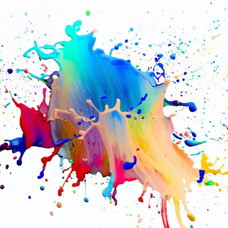 Colorful Rainbow Paint Splash Explosion Background Abstract Painting ...