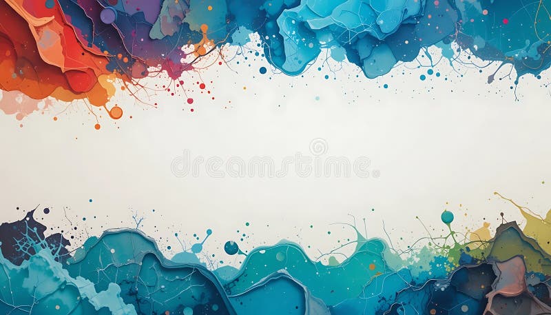 Colorful Abstract Ink Splatter Frame on White Background with Space for ...