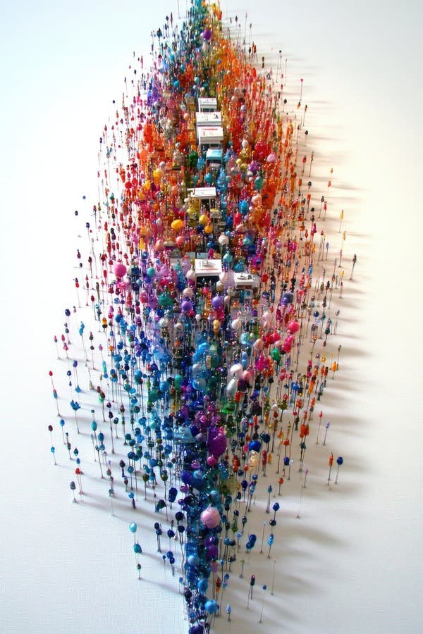 Colorful Abstract Installation of Pins Creating a Vivid 3d Sculpture on ...