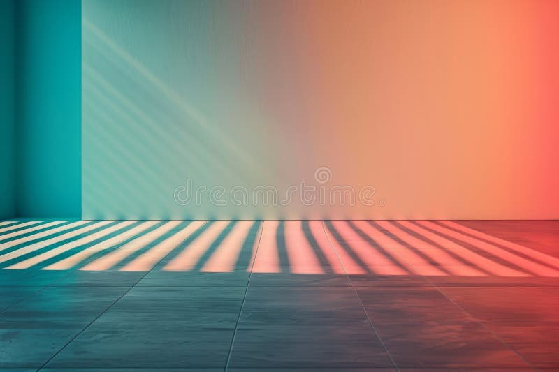Colorful Abstract Interior with Sunlight Casting Striped Shadows Stock ...