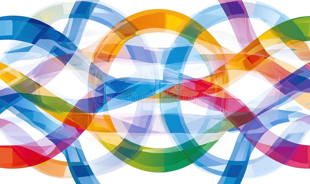 Colorful Abstract Intersecting Circles Design on White Background for ...