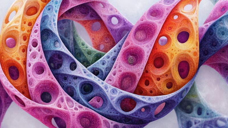 Colorful, Abstract, Intertwined Shapes Resembling Organic Structures or ...