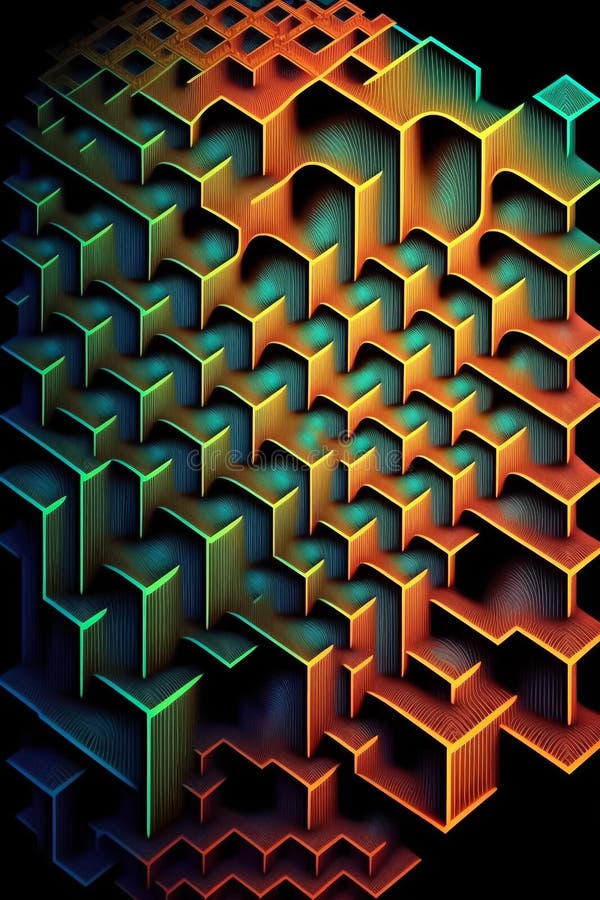 Colorful Abstract Isometric Geometry Pattern. Generative AI Stock ...