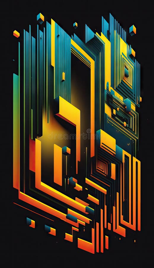 Colorful Abstract Isometric Geometry Pattern. Generative AI Stock ...