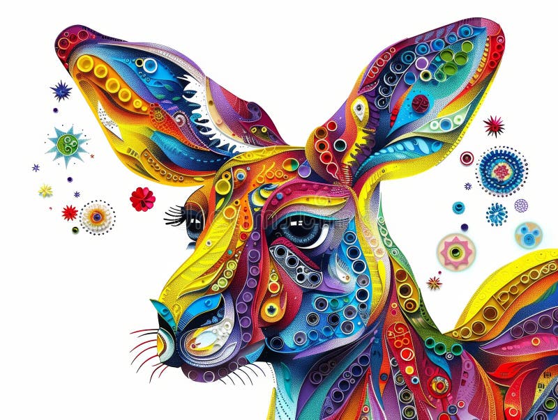 Colorful Abstract Kangaroo with Intricate Patterns and Vibrant Details ...