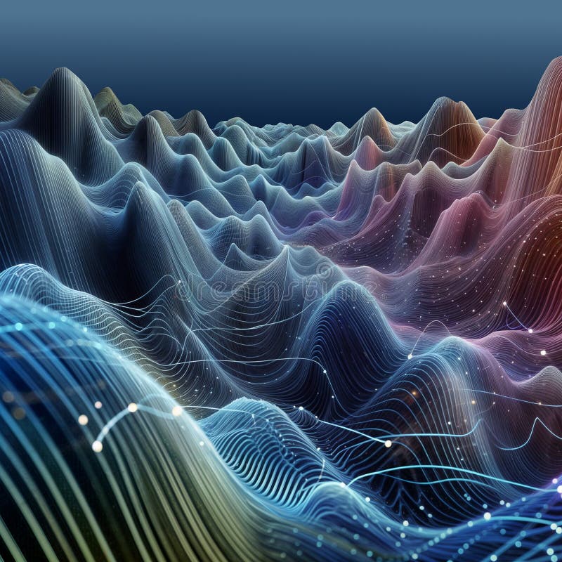 Colorful Abstract Landscape Created with Digital Waves and Textures in ...