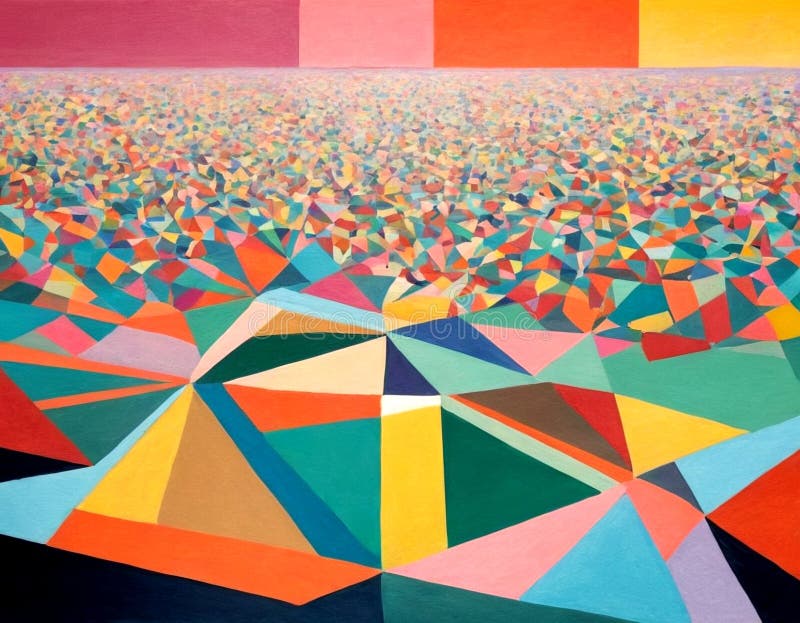 Colorful Abstract Landscape Featuring Geometric Shapes at Sunset Stock ...