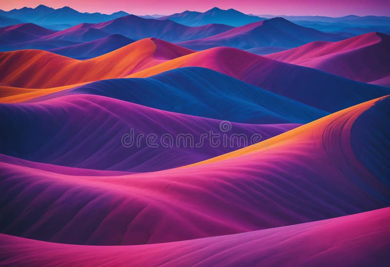 Colorful Abstract Landscape with Flowing, Wavy Hills Stock Illustration ...