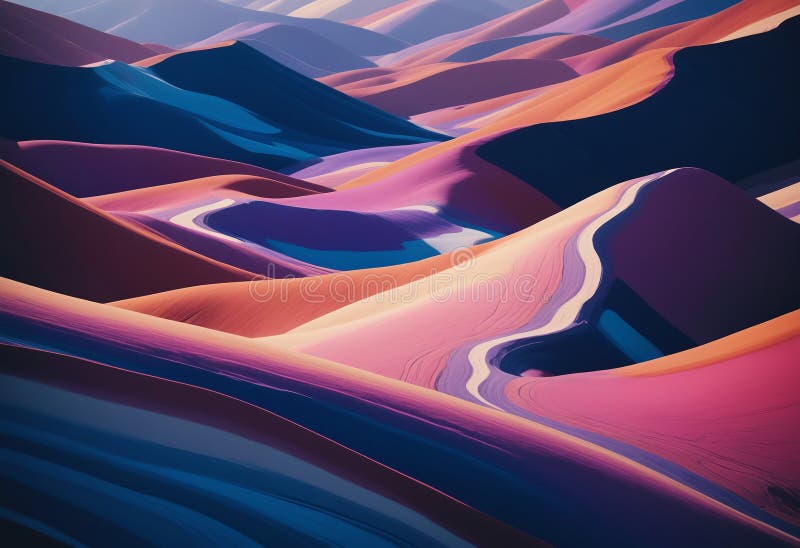 Colorful Abstract Landscape with Flowing, Wavy Hills Stock Illustration ...