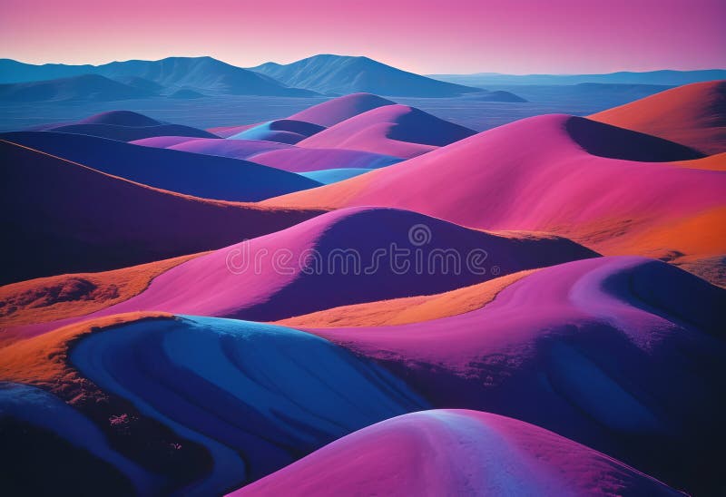 Colorful Abstract Landscape with Flowing, Wavy Hills Stock Illustration ...