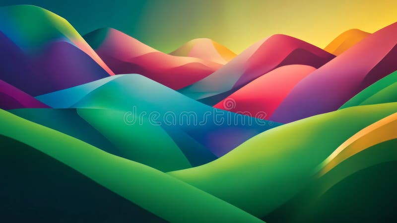 Colorful Abstract Landscape with Vibrant Hills at Sunset Stock Image ...