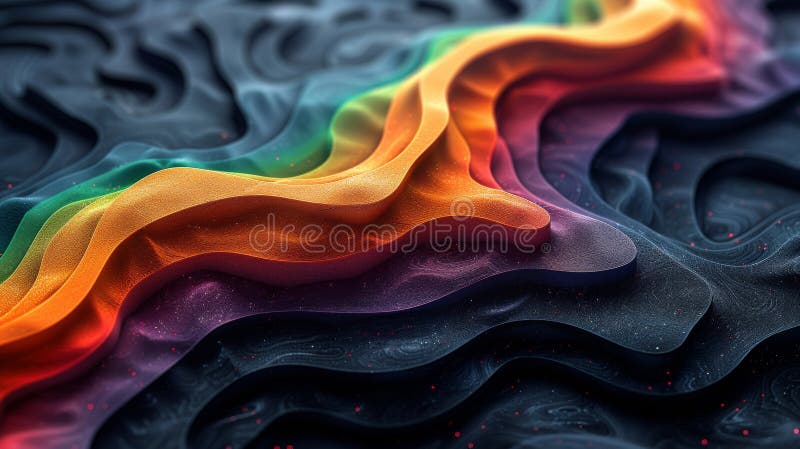 Colorful Abstract Layered Terrain Art with Vibrant Gradient and Dark ...
