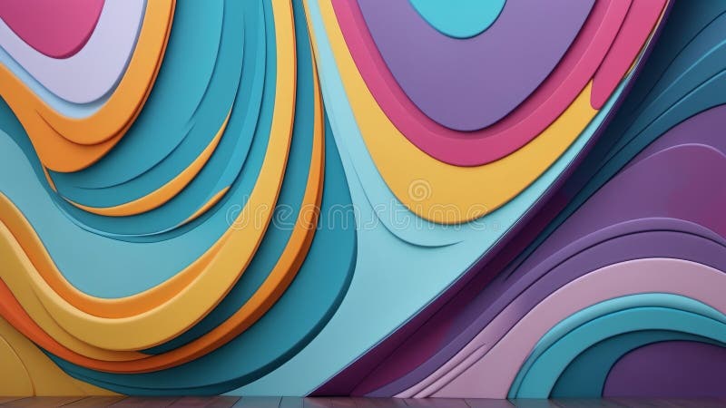 Colorful Abstract Layers: Modern Curved Patterns in Vibrant 3d Design ...