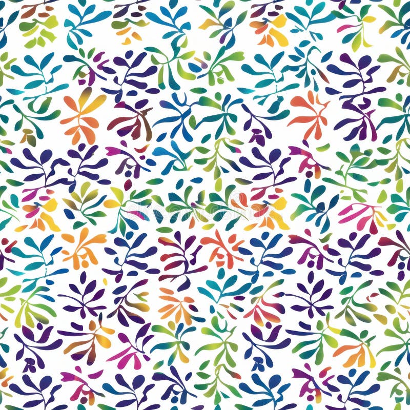 Vibrant Abstract Pattern with Colorful Leafy Vines, Seamless Pattern ...