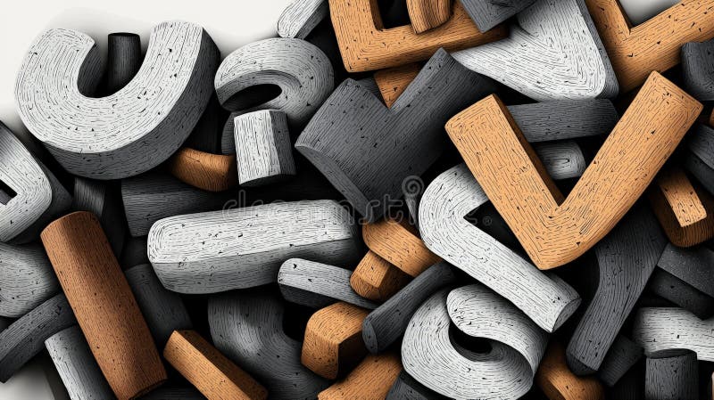 Colorful Abstract Letter Shapes White Isolate Background Stock ...