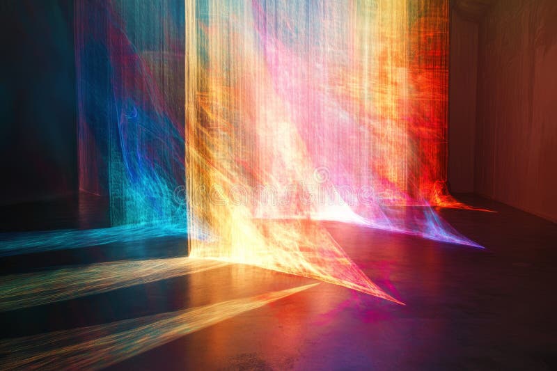 Colorful Abstract Light Art in Conceptual Setting Stock Illustration ...