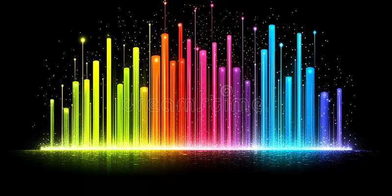 Colorful Abstract Light Bars on Black Background Stock Illustration ...