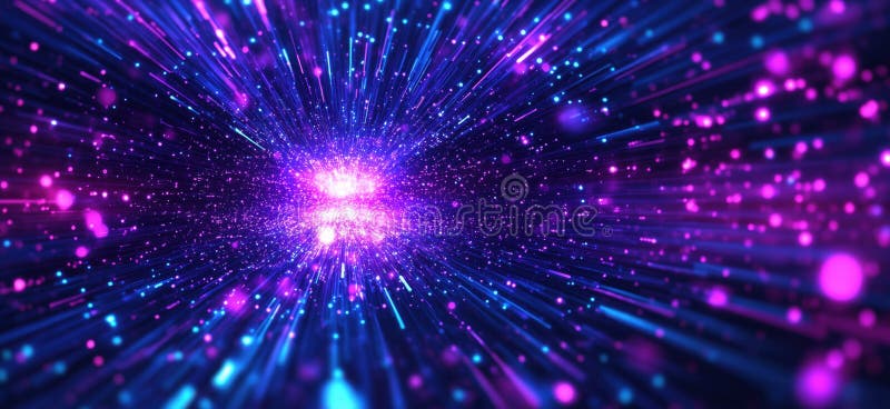 Colorful Abstract Light Burst with Glowing Particles and Rays in Purple ...