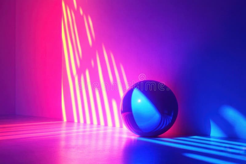 Colorful Abstract Light Patterns with Reflective Sphere in Vibrant ...